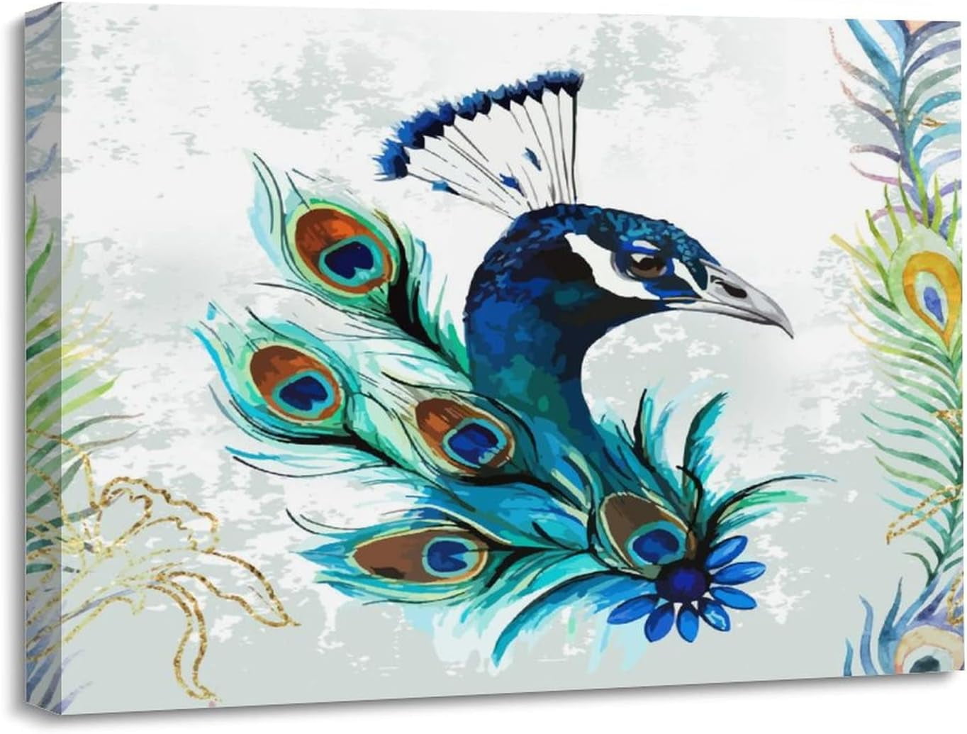 ADALE Wall Prints Crowned Peacock Canvas Print Wall Art Peacock Themed ...