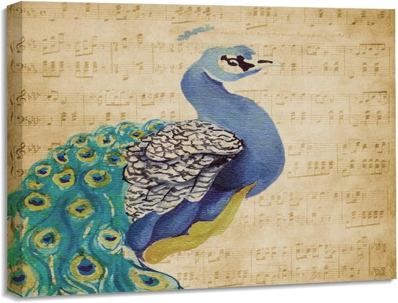ADALE Wall Prints Crowned Peacock Canvas Print Wall Art Peacock Themed ...