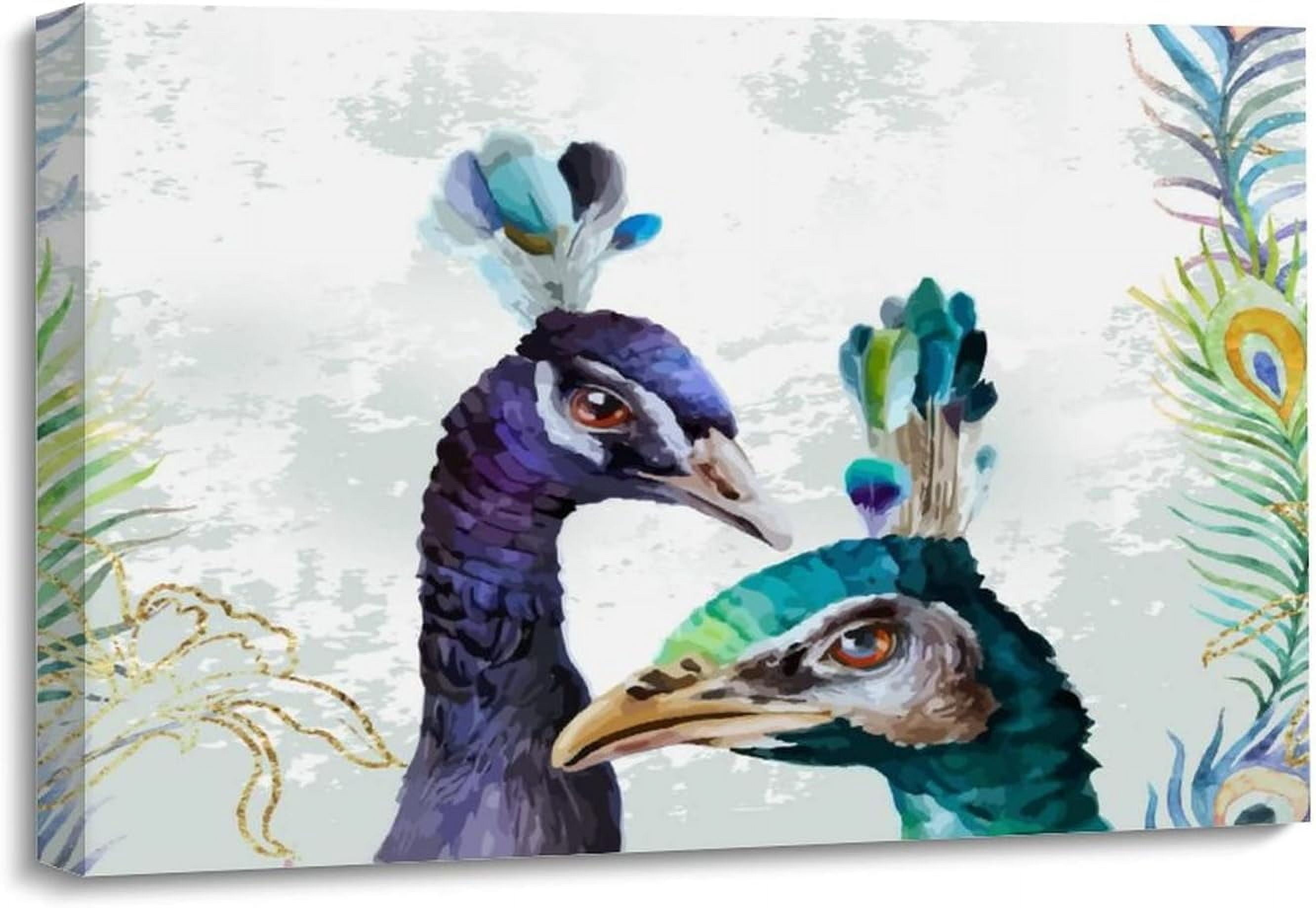 ADALE Wall Prints Crowned Peacock Canvas Print Wall Art Peacock Themed ...