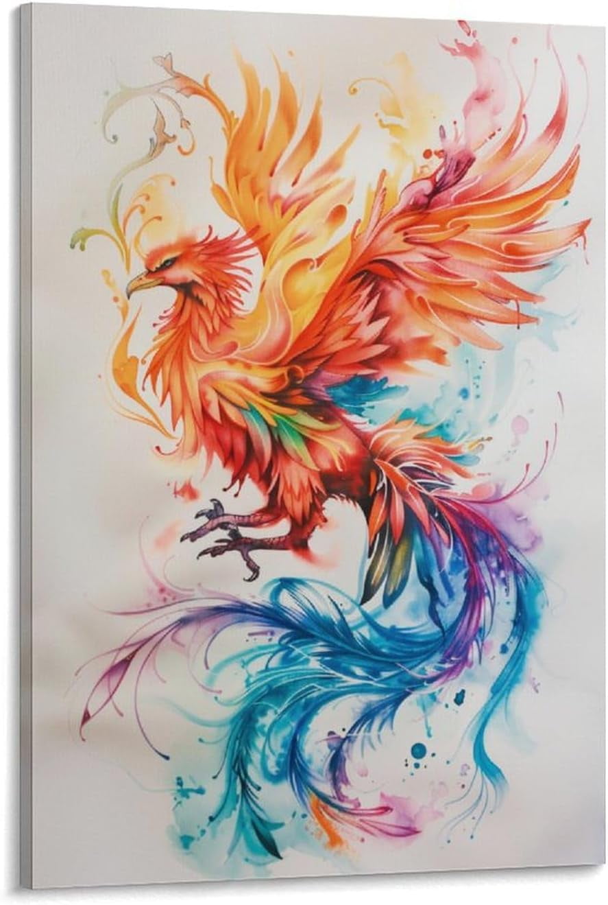 ADALE Watercolor Fantasy Spectacular Aesthetic Phoenix Poster Canvas ...