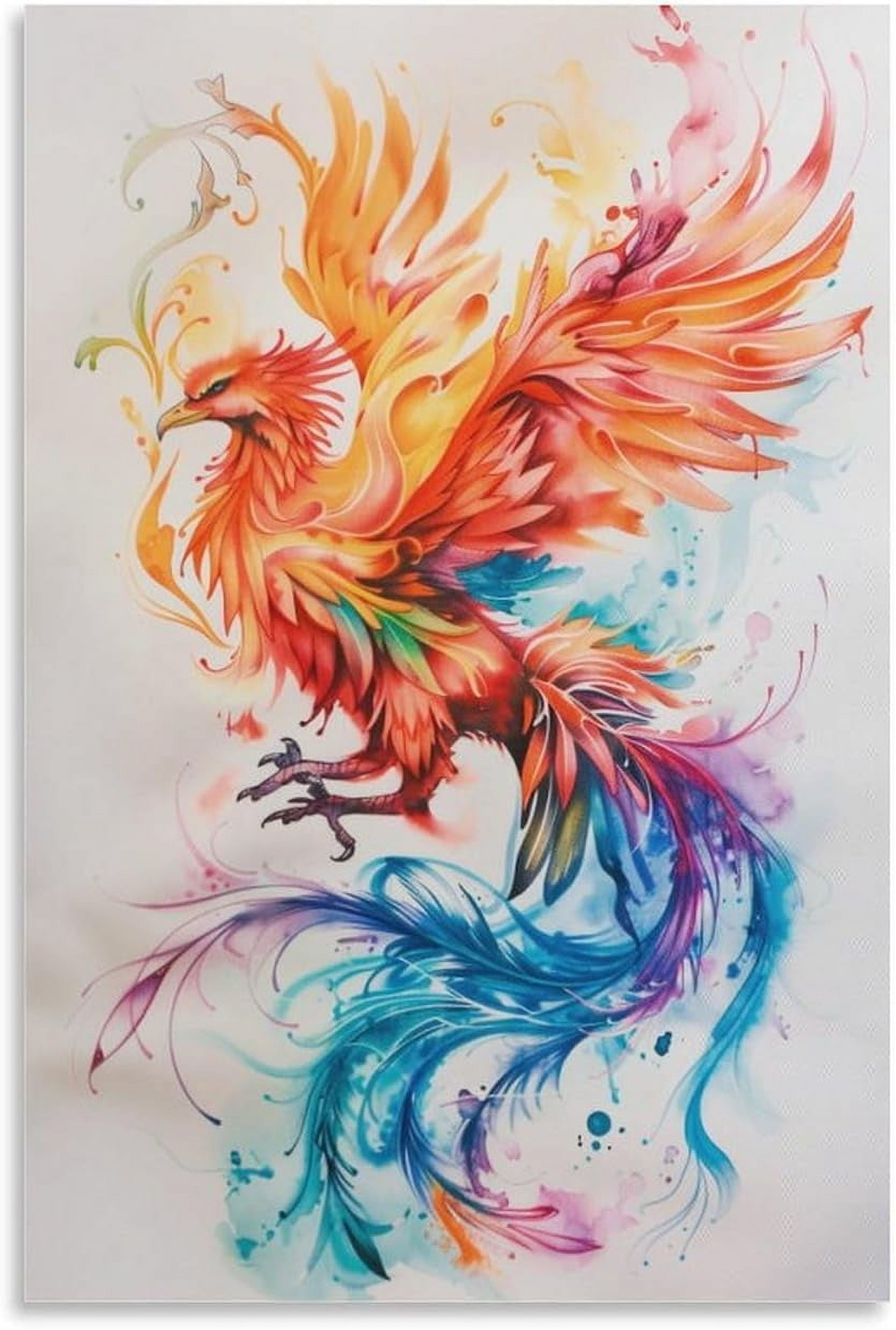 ADALE Watercolor Fantasy Spectacular Aesthetic Phoenix Poster Canvas ...