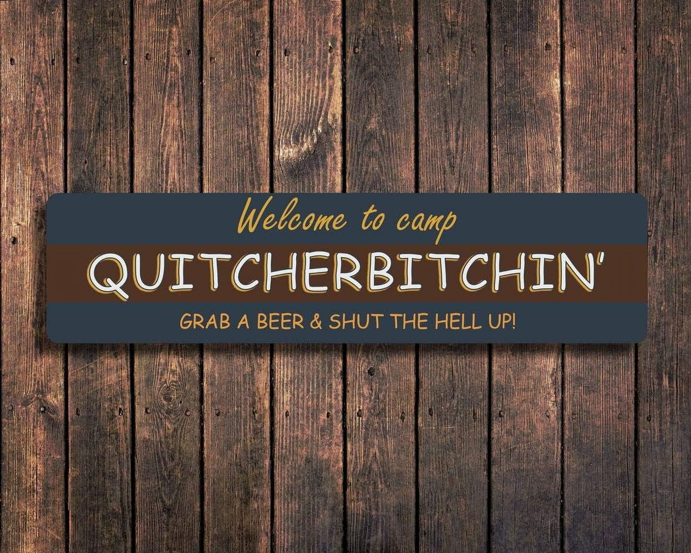 ADALE Welcome to Camp Quitcherbitchin', Happy Camper Metal Sign ...