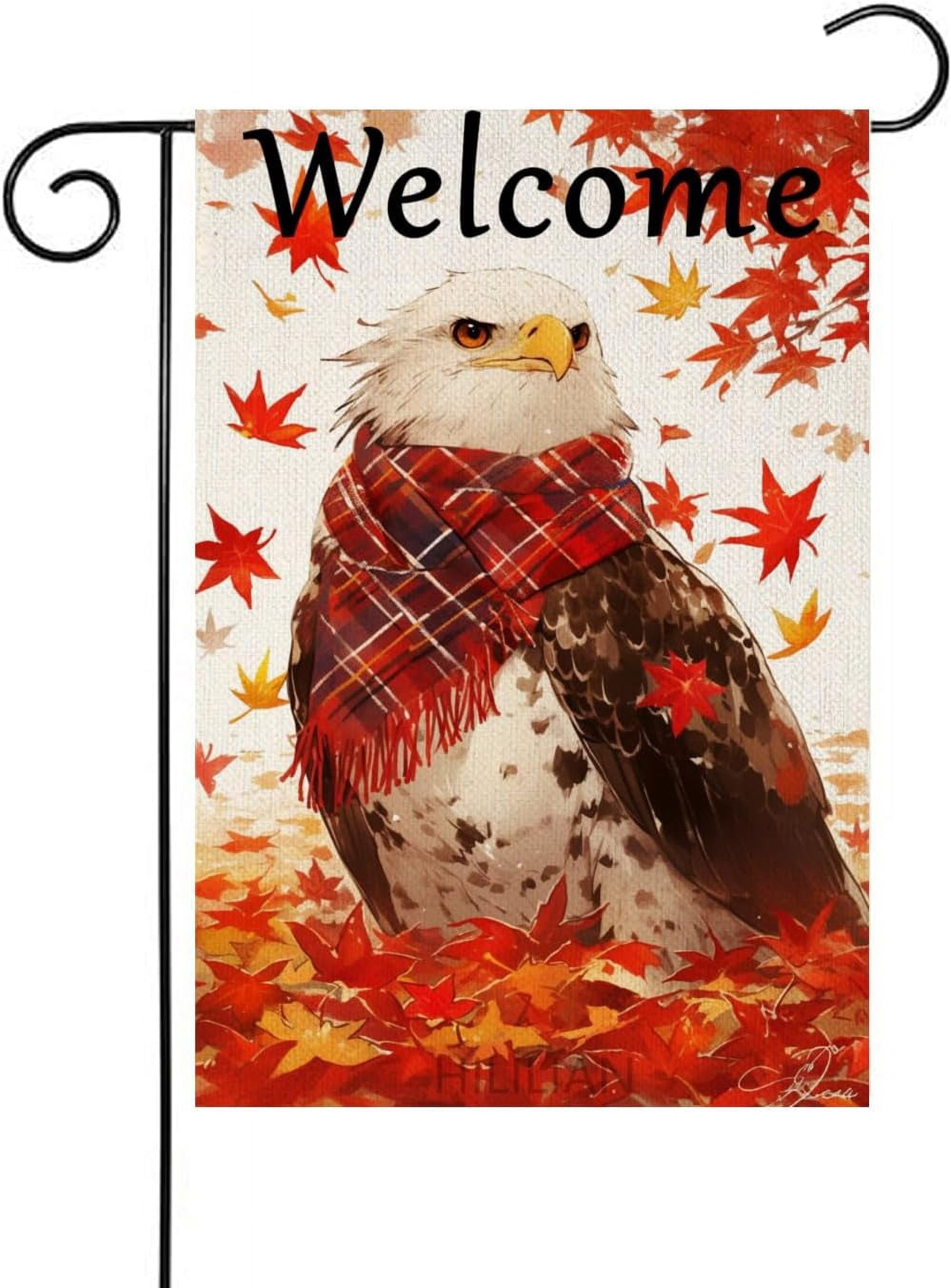 ADALE Welcome Fall Eagle Garden Flag Double Sided,Small Maple Leaf ...