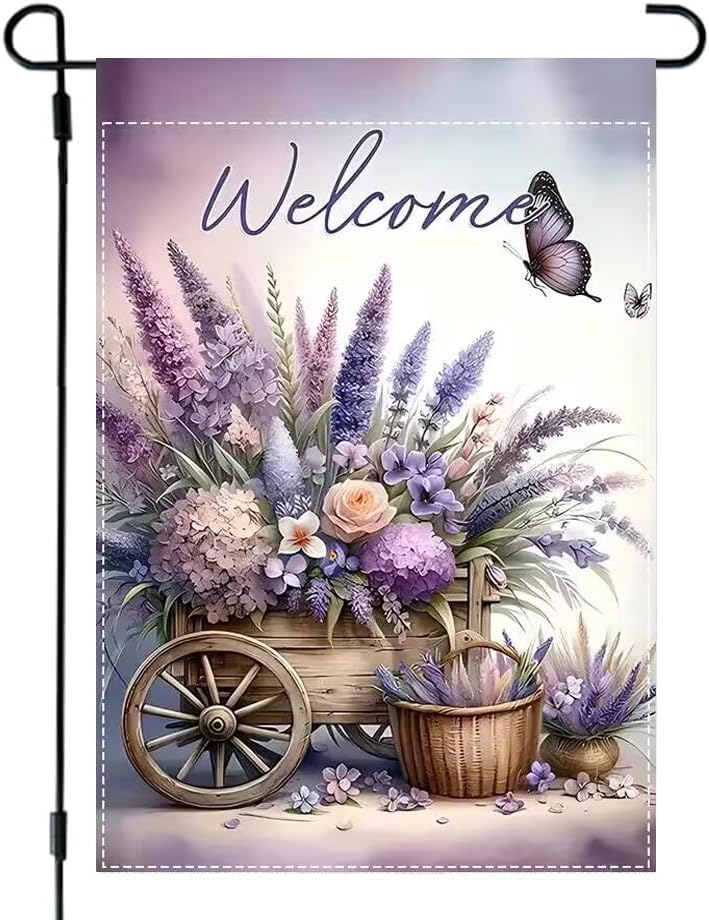 ADALE Welcome Spring Summer Garden Flag Double Sided, Small Burlap ...