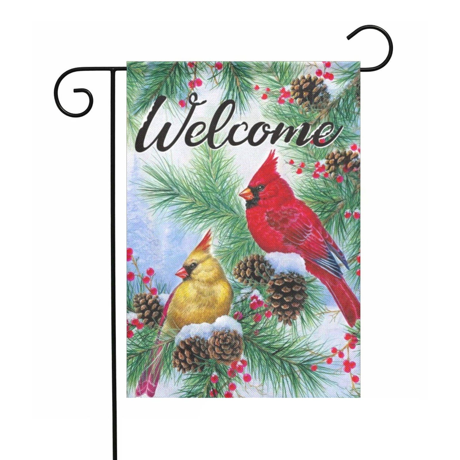 ADALE Welcome Winter Garden Flag Double Sided Cardinal Bird Garden Flag ...