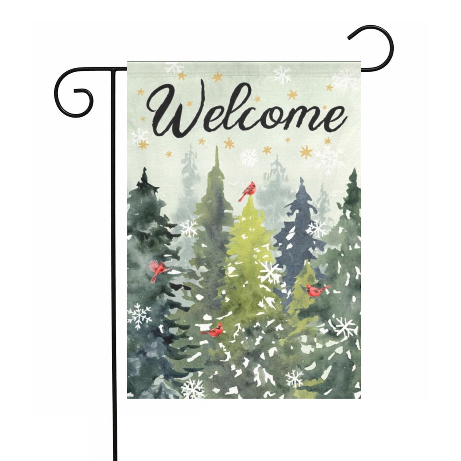 ADALE Welcome Winter Garden Flag Pine Tree Flag Snowy Forest Red Birds ...