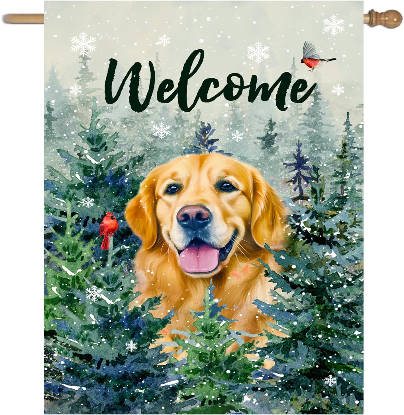 ADALE Welcome Winter House Flags for Outside Double Sided Golden ...