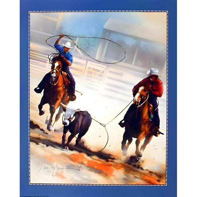 ADALE Western Cowboy Roping Rodeo Horse Team Picture Wall Decor Art ...