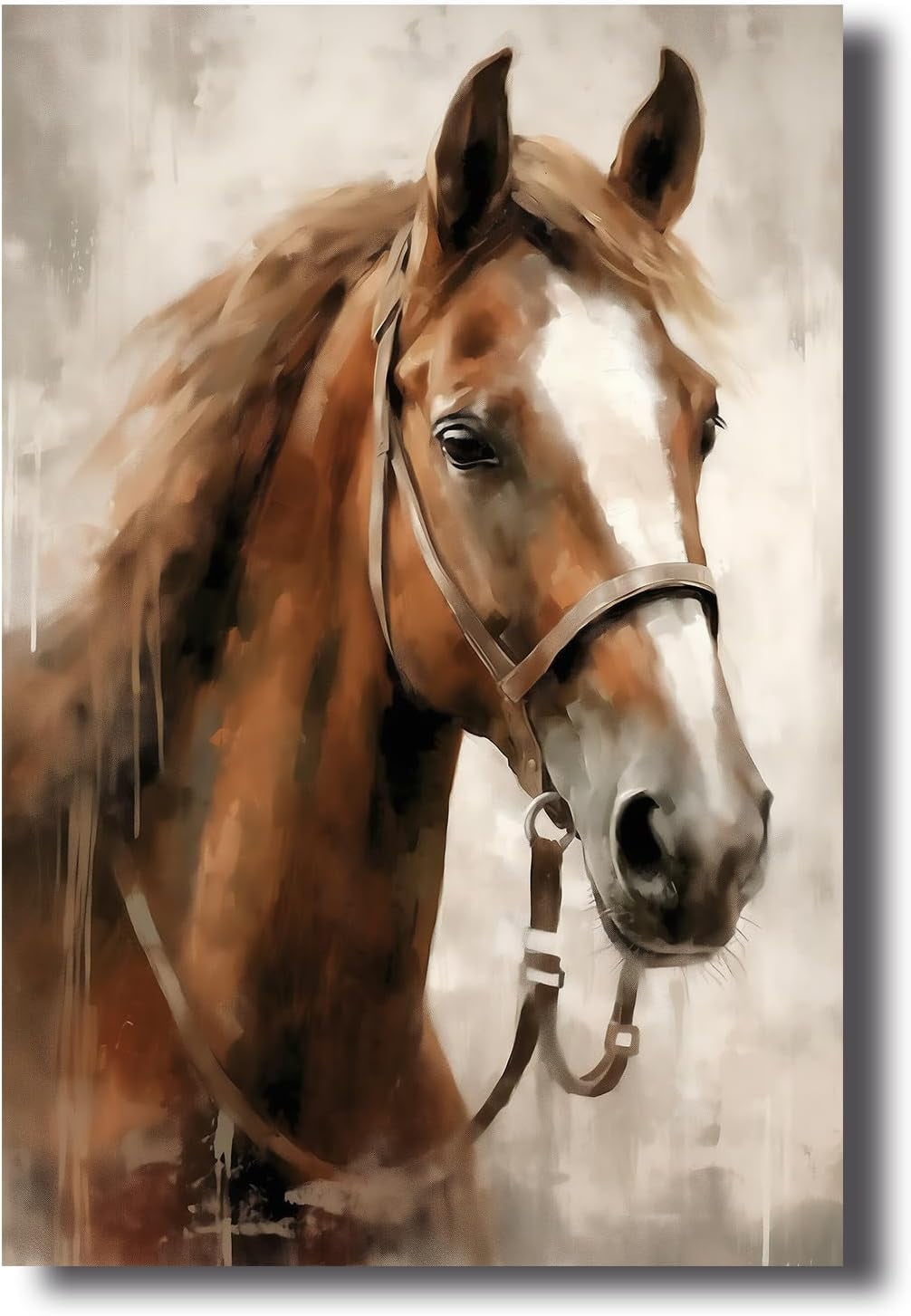 ADALE White Horse Picture Stallion Canvas Wall Art Rustic Horse ...