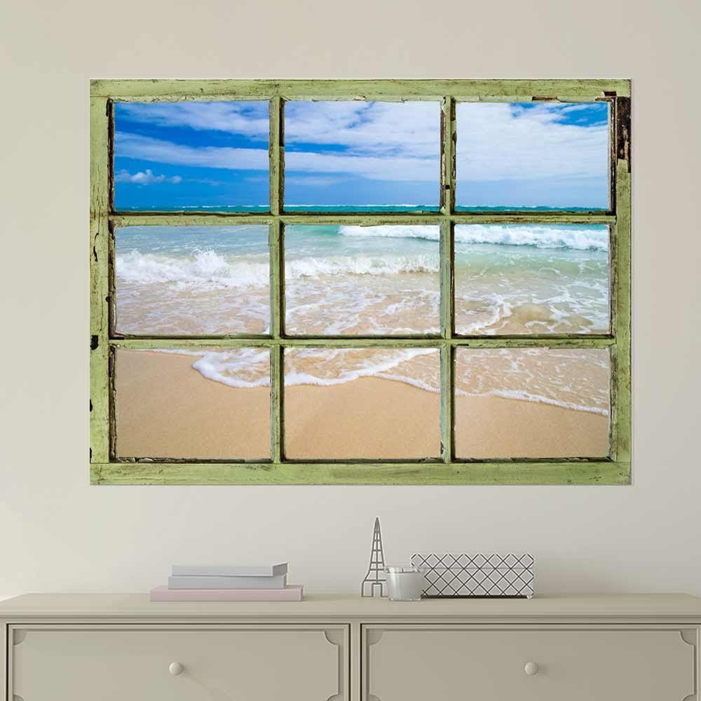 ADALE Window View Wall Mural Print Painting Posters Tropical Beach and ...