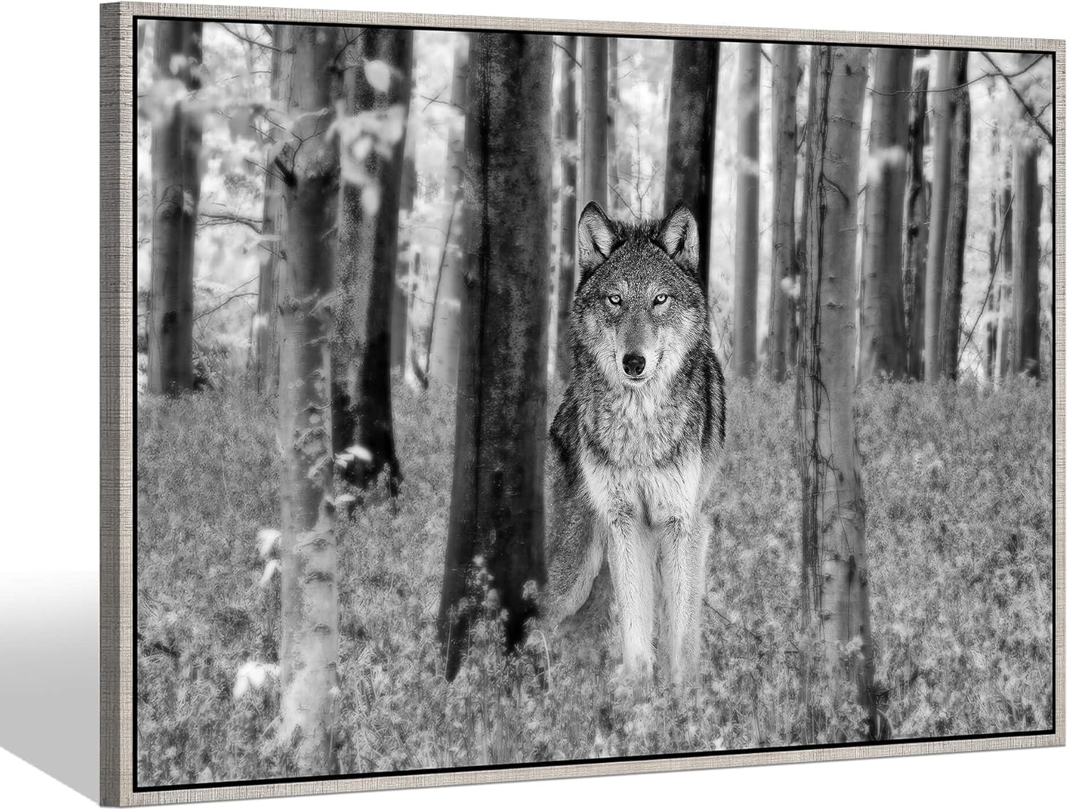 ADALE Wolves Family Canvas Wall Art - Wolf Sitting Quietly in Snow ...