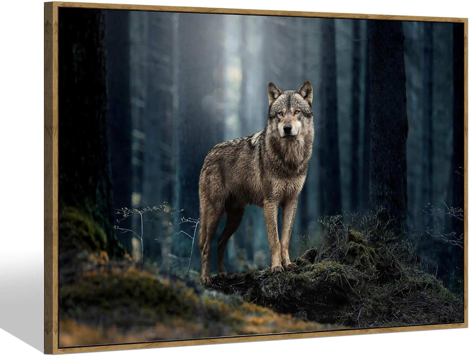 ADALE Wolves Family Canvas Wall Art - Wolf Sitting Quietly in Snow ...