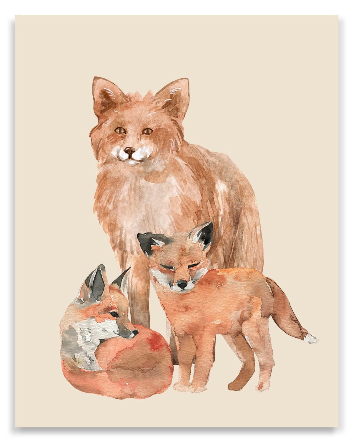 ADALE Woodland Animals Fox Family Wall Art, Baby Nursery Decor ...