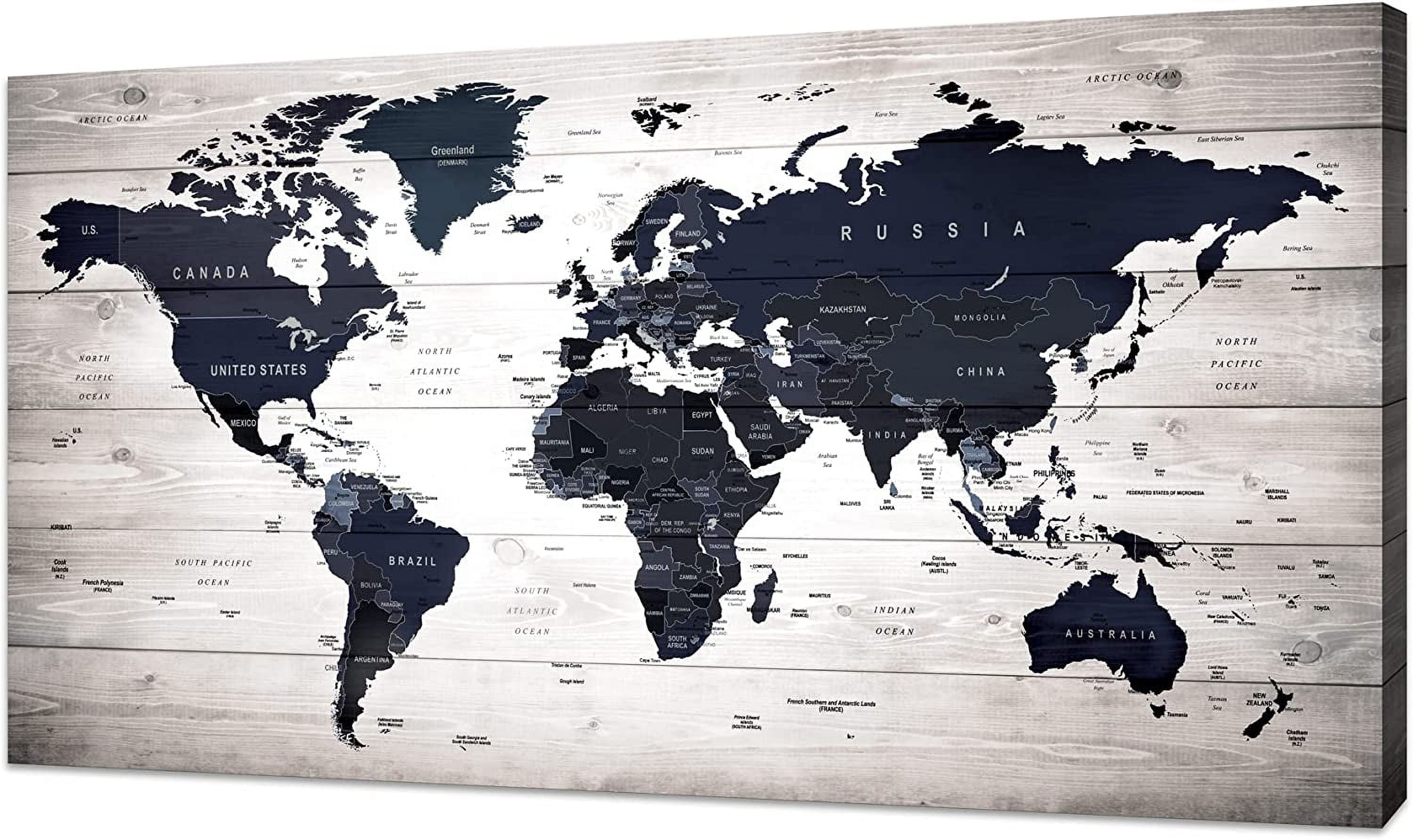ADALE World Map Wall Decor Canvas Print Poster Vintage Photos Painting ...