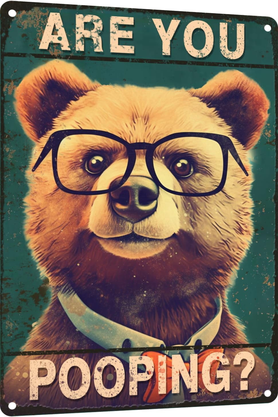 ADALE Are You Pooping Bear Bathroom Funny Novelty Metal Sign Retro Wall ...