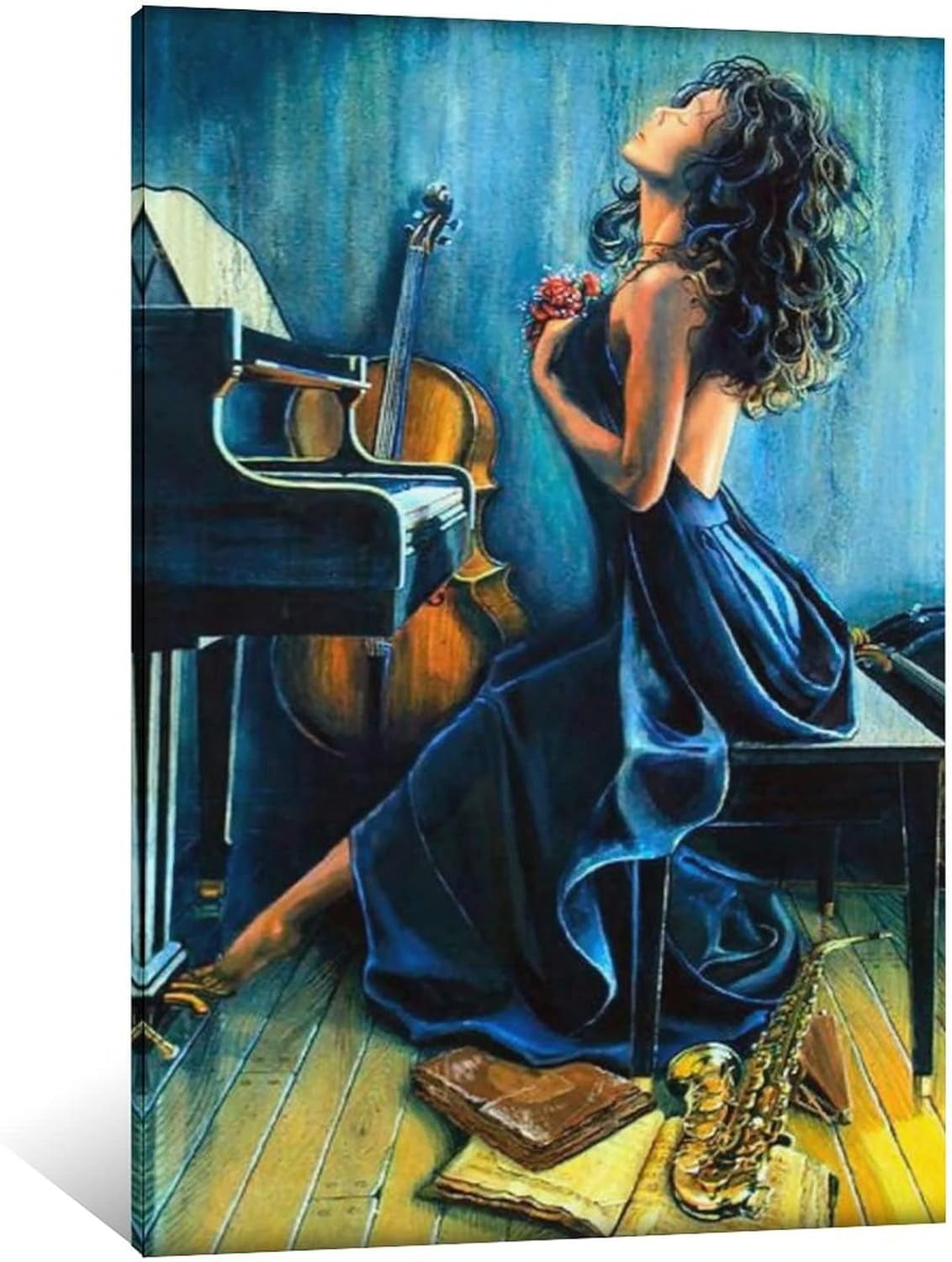 ADALE Zbin Vintage Style Guitar Miusic Canvas Art Print Posters Rock N ...