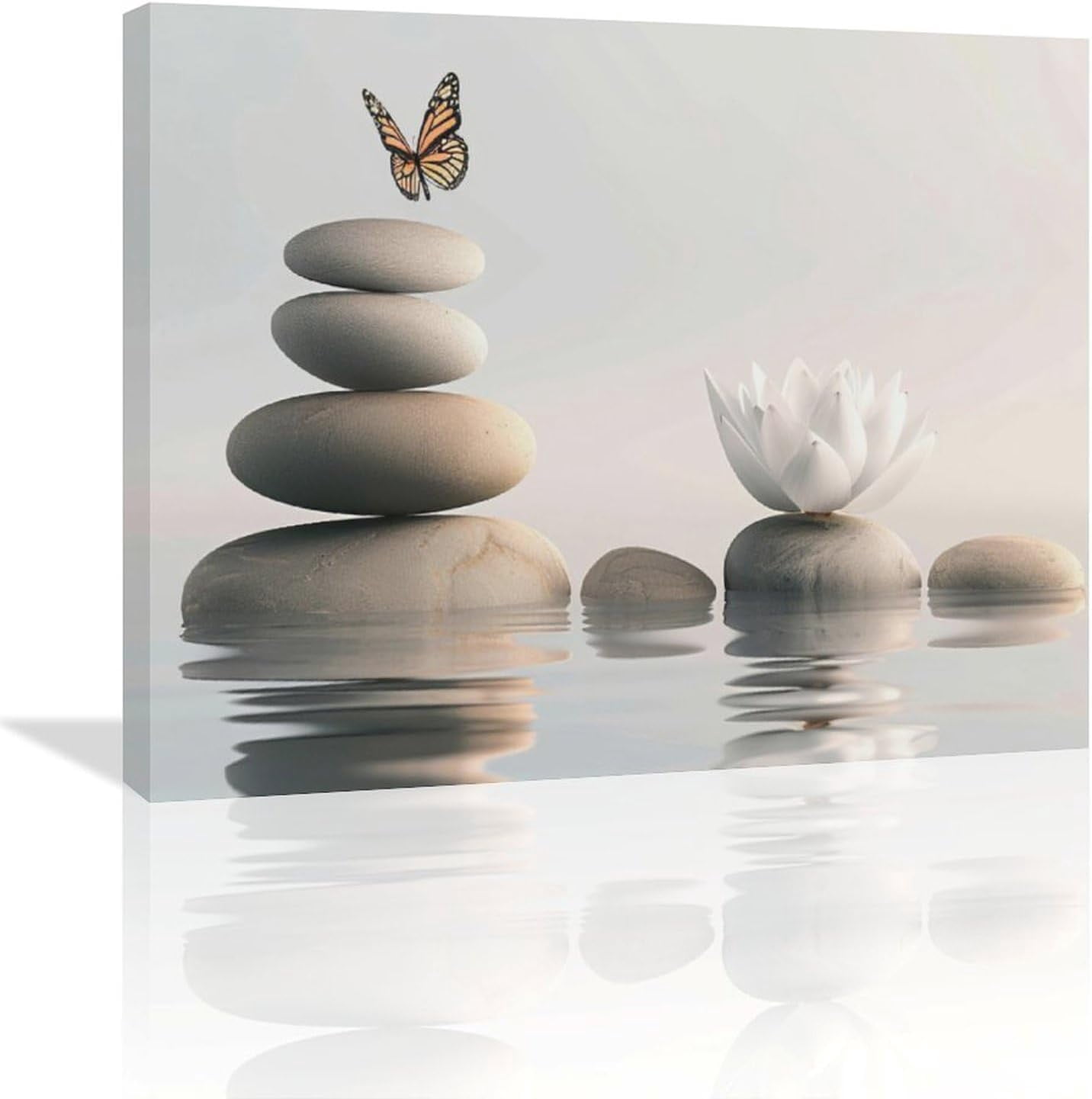 ADALE Zen Bathroom Wall Art Spa Stone Lotus Butterfly Meditation ...