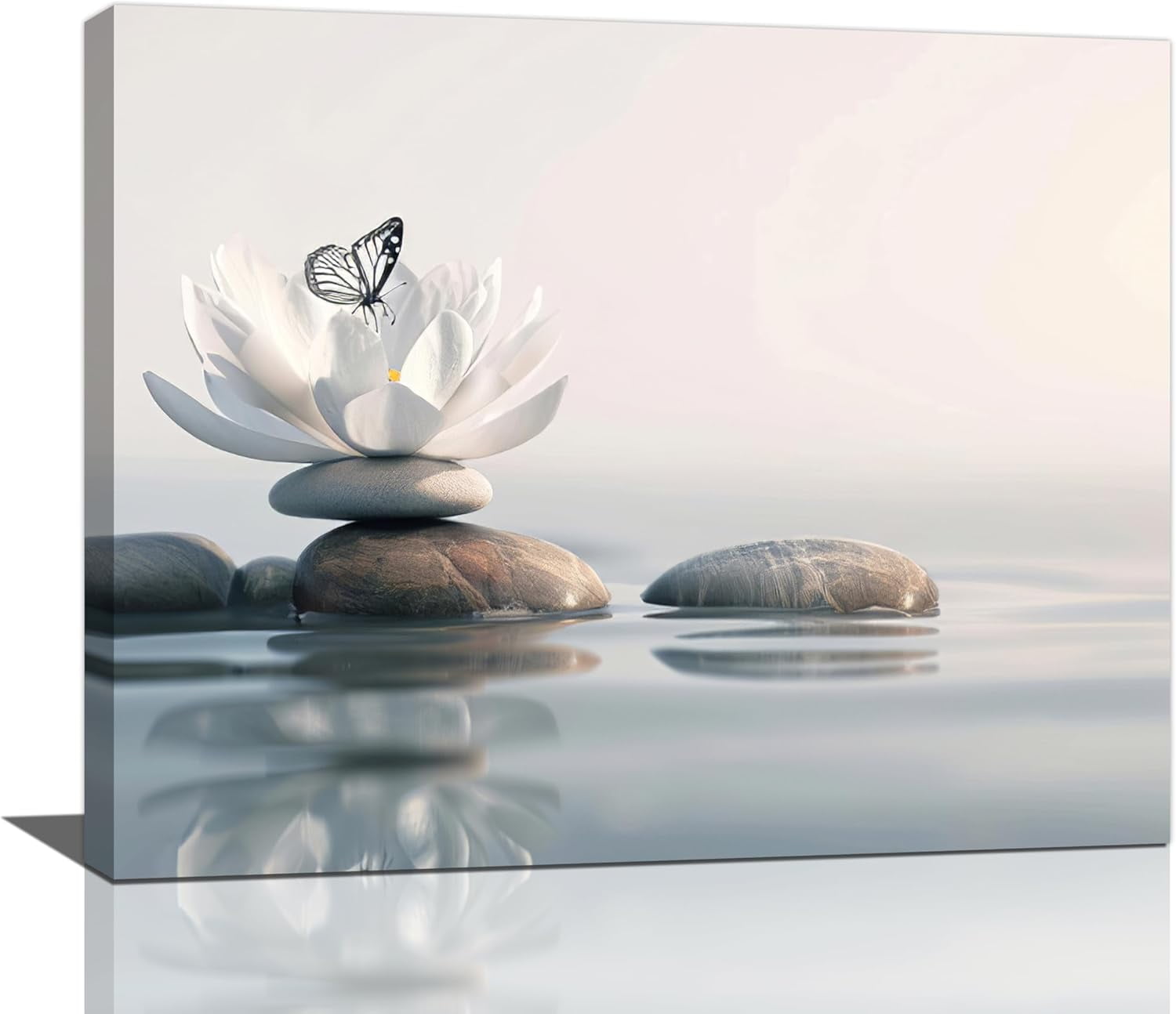 ADALE Zen Bathroom Wall Art Stone Spa Wall Decor Lotus Flower ...