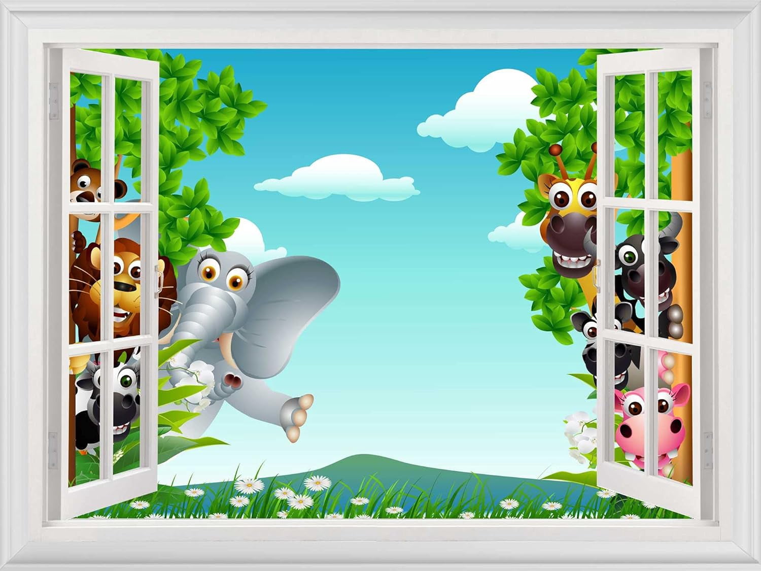 ADALE Zoo Animal Canvas Print Posters Kids Room Wall Decor Animal Wall ...