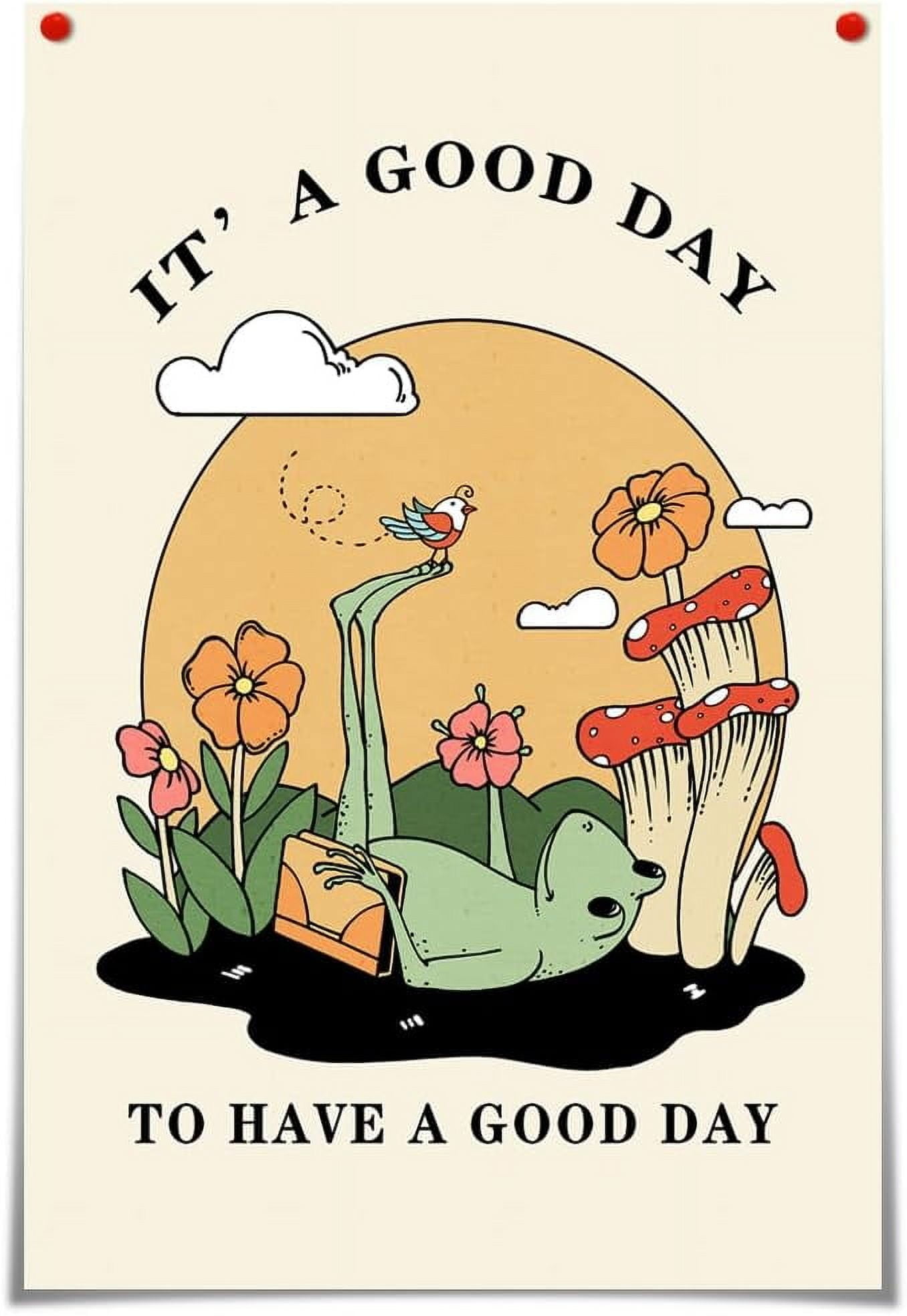 ADALE It a good day Posters Decor，Vintage Funny Frog Canvas Wall Art ...