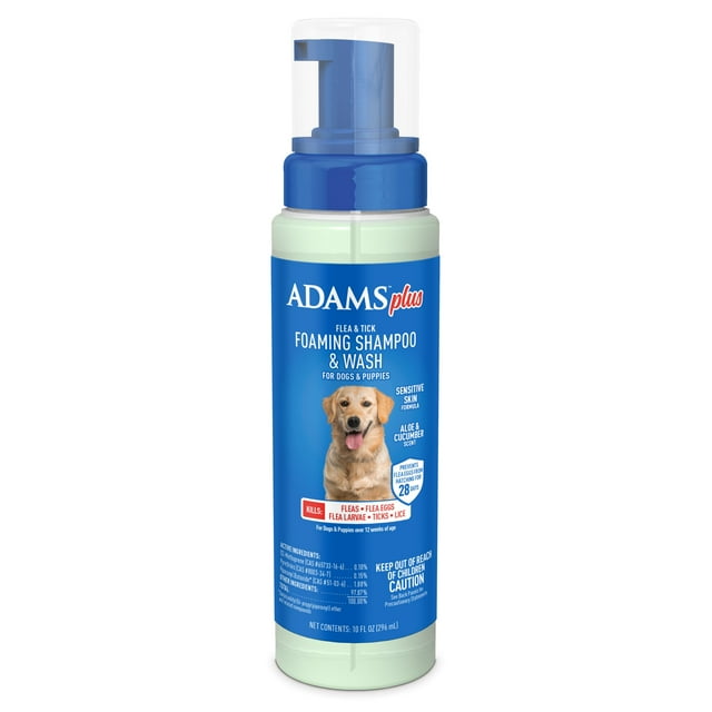 ADAMS Plus Flea & Tick Foaming Shampoo & Wash for Dogs & Puppies Over ...