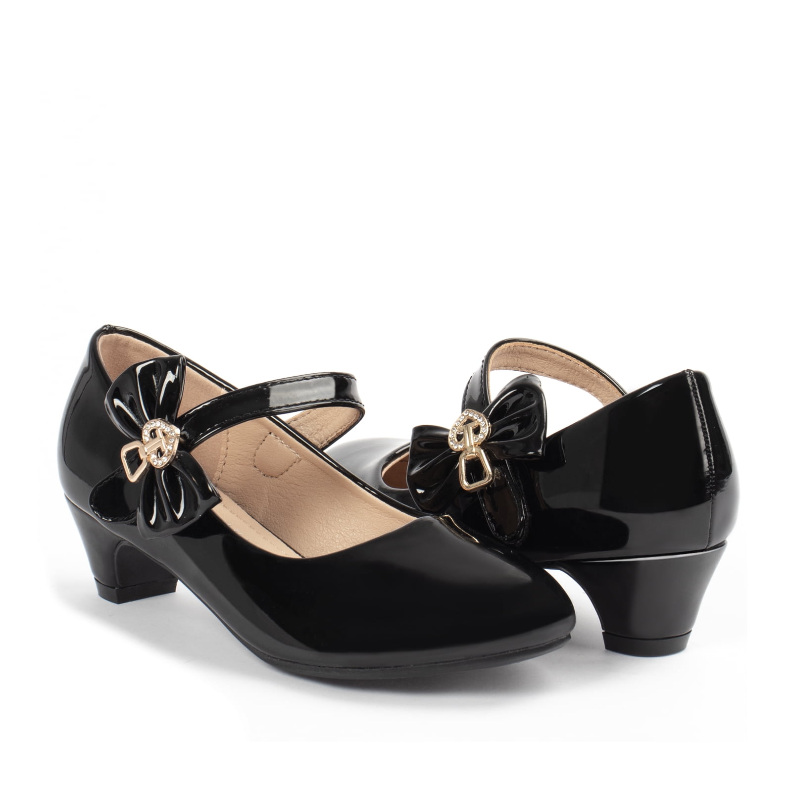 ADAMUMU Girls Mary Janes, Medium Low Heels, Ballet Dress Shoes, Black ...