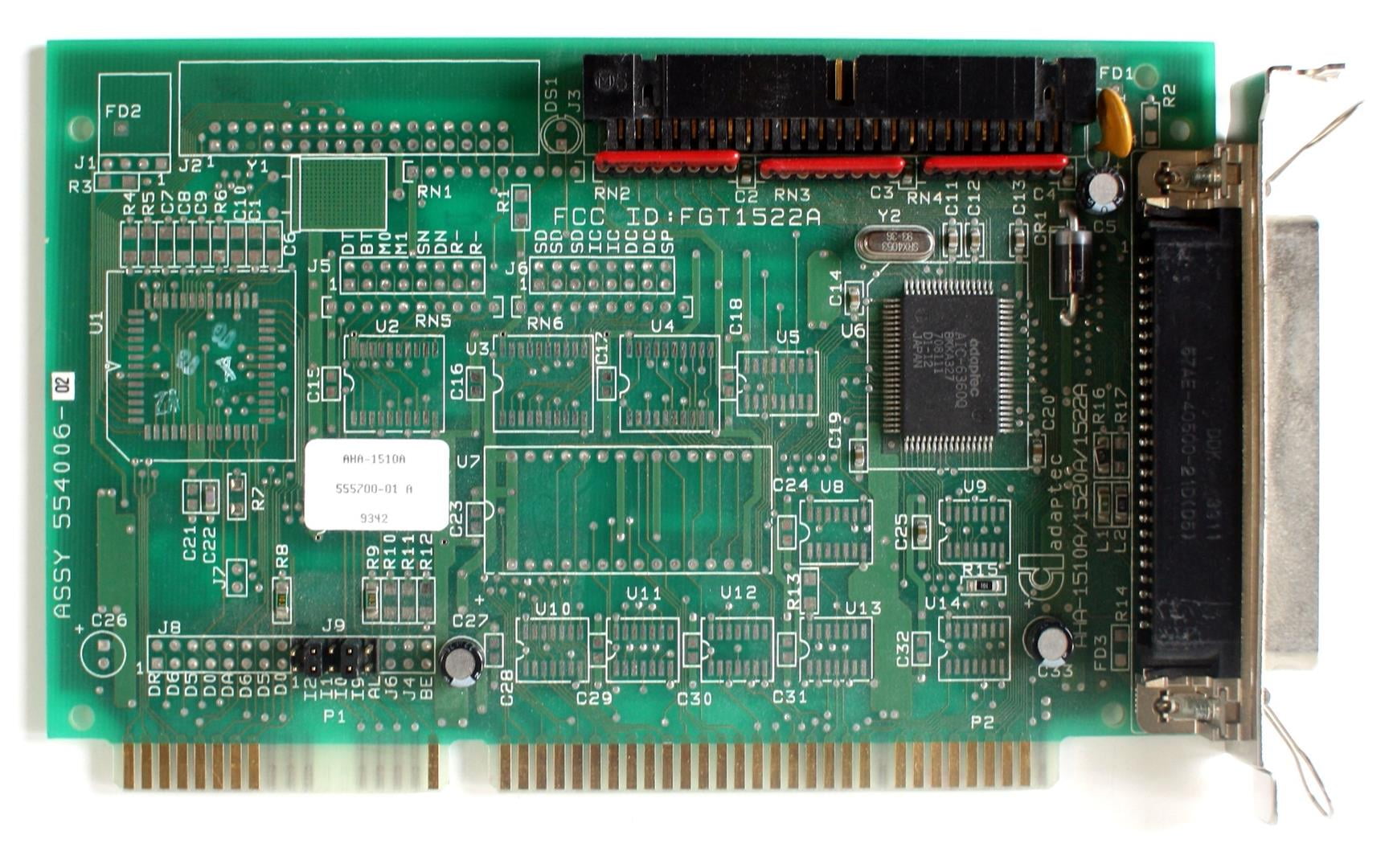 ADAPTEC AHA-1510a ISA SCSI CONTROLLER, ASSY 554006-02, FAB 554007-00 ...