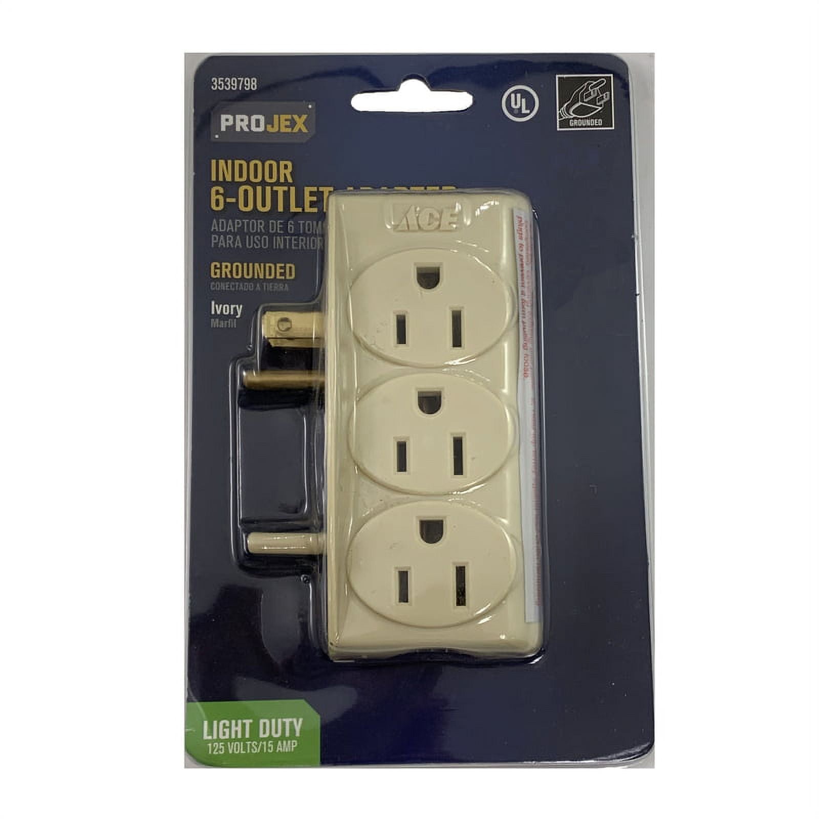 Projex 3539798 15A Grounded 6 Outlets Adapter, Ivory - Walmart.com