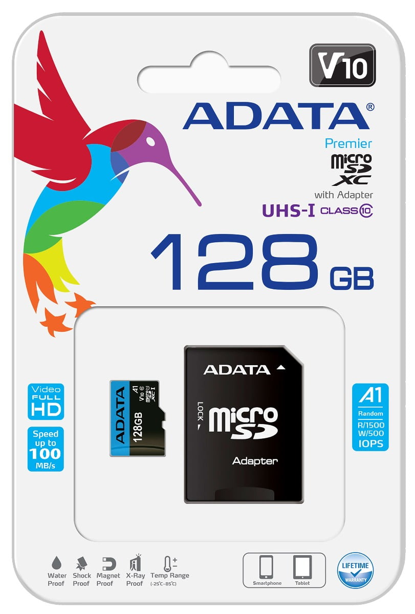 ADATA 128GB Premier microSDXC UHS-I / Class 10 V10 A1 Memory Card with SD Adapte - Walmart.com