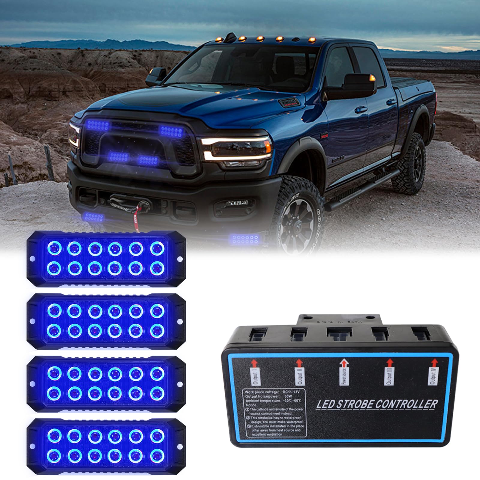 ADAURIS 12-LED Strobe Lights RRF12 for Trucks Emergency Vehicle Lights ...