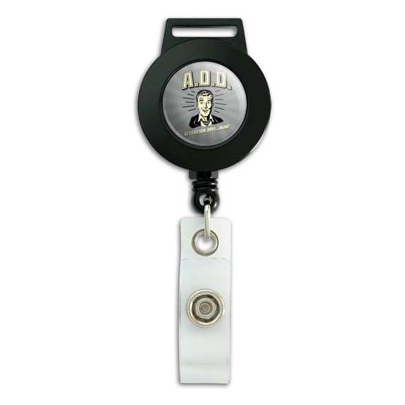 ADD Attention Deficit Disorder Huh Funny Humor Lanyard Retractable Reel ...