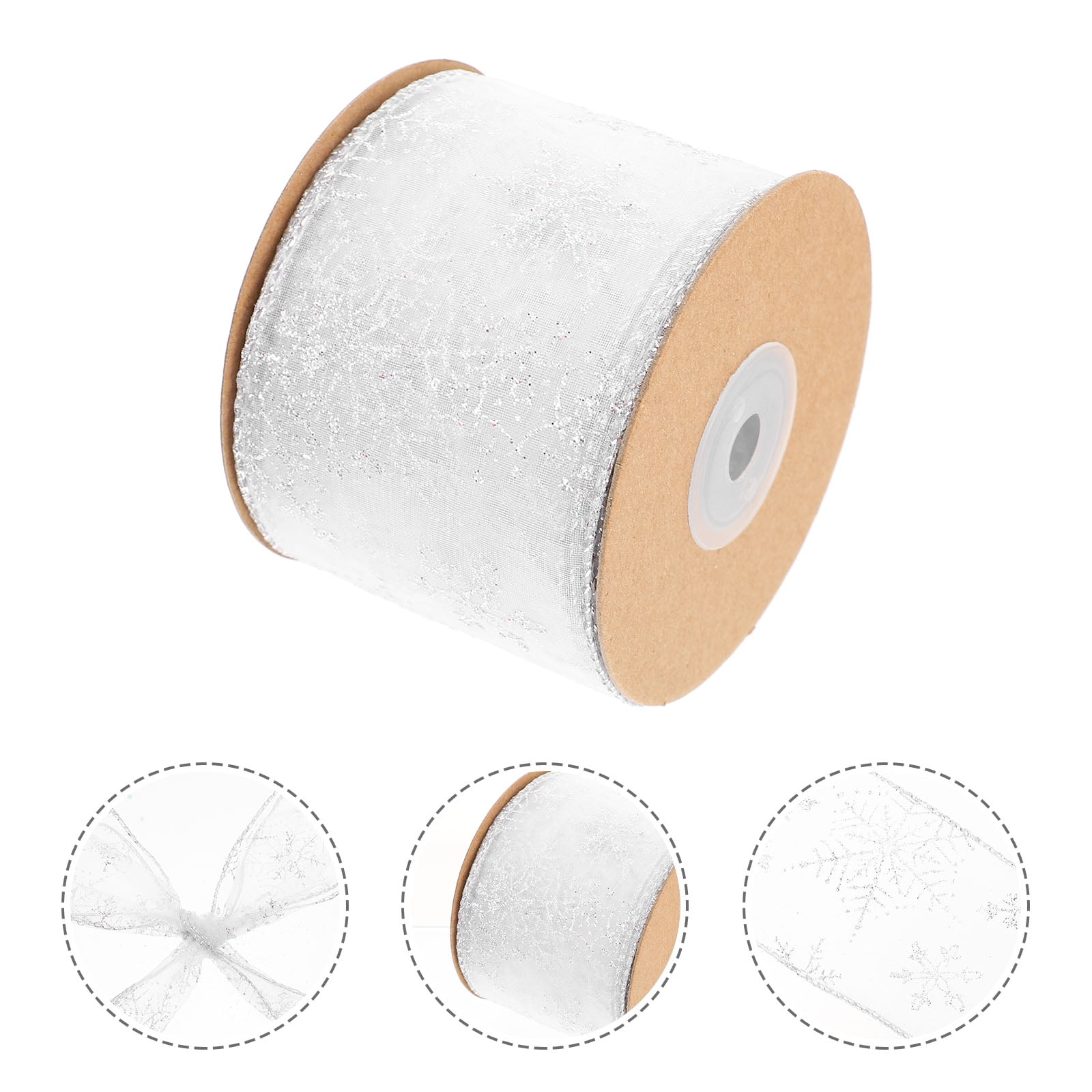 ADDHAT 1 Roll Bendable Holiday Ribbon Sheer Glitter Style for present ...
