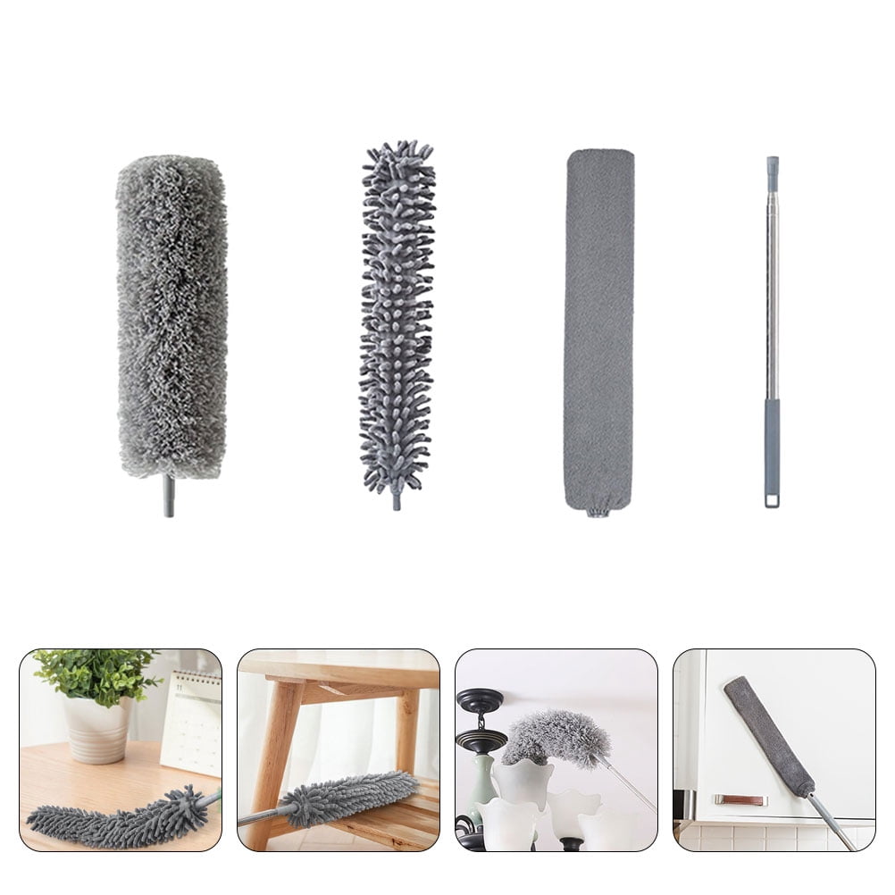 ADDHAT 1 Set Home Cleaning Duster with Brush Head Microfiber Silver for ...
