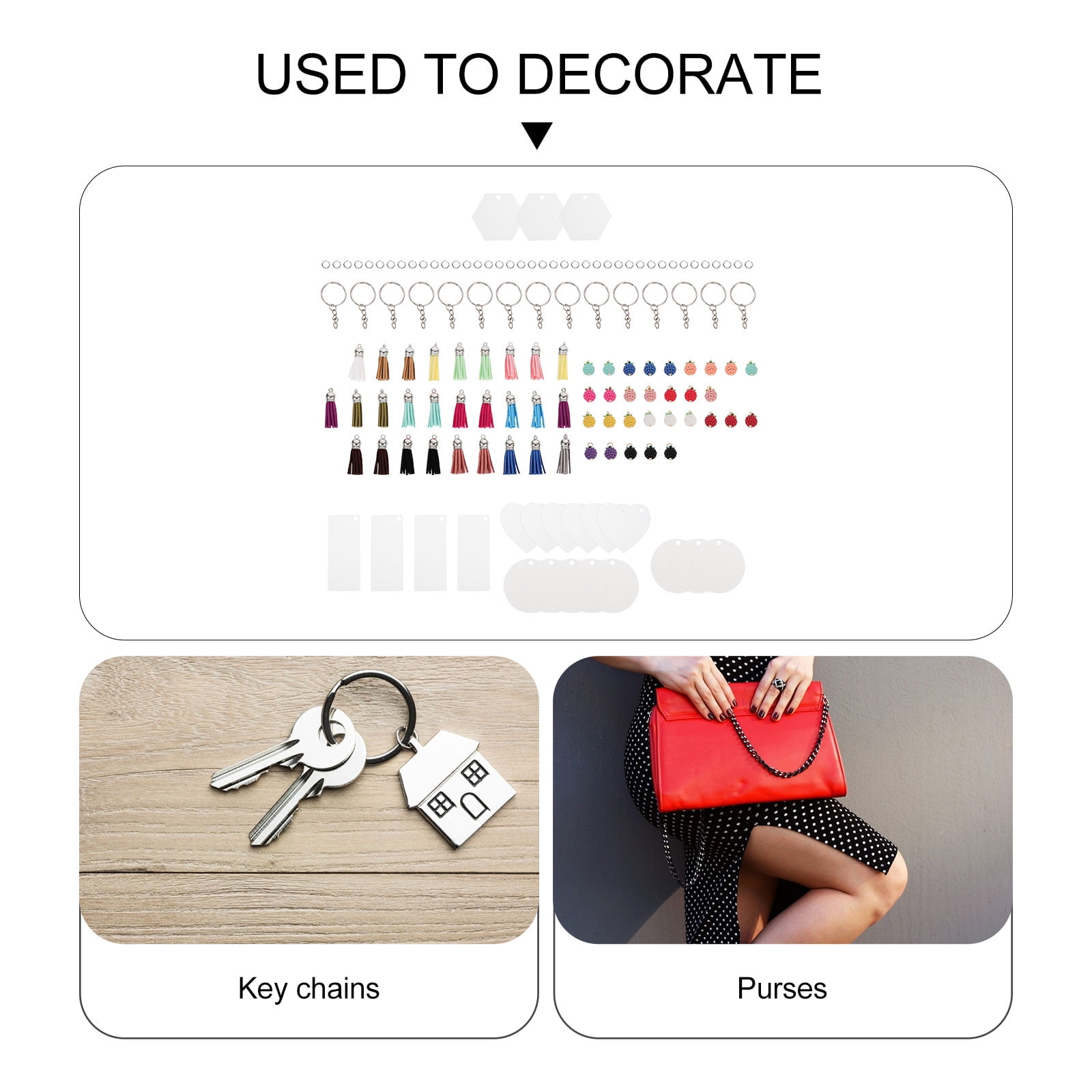 ADDHAT Keychain Craft Keyring Making Kit Assorted Color 1 Set - Walmart.com