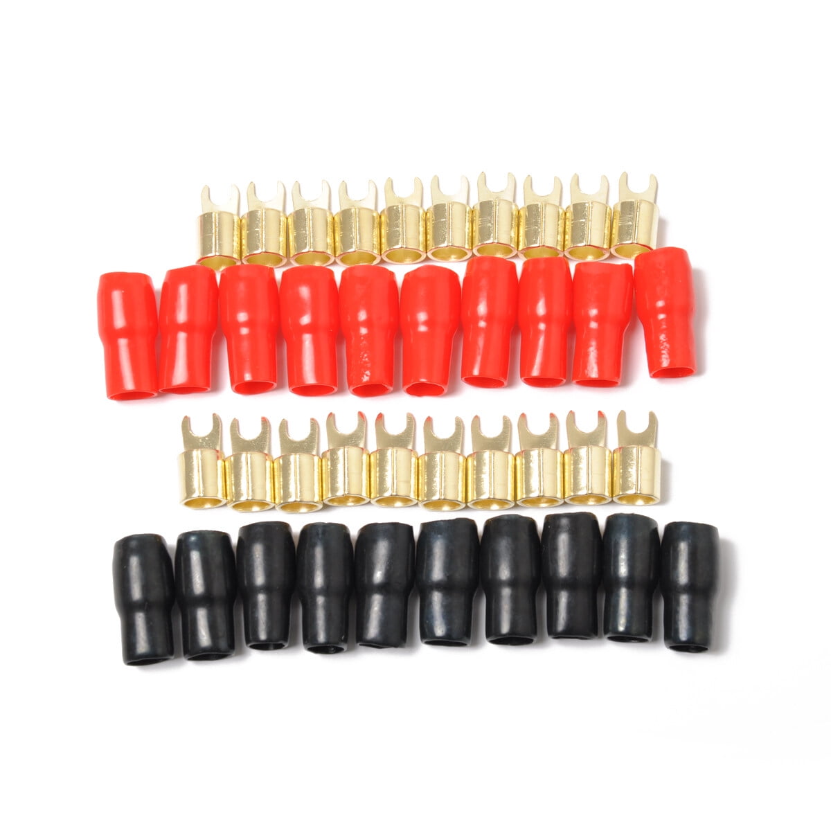 ADDHAT 10 Pairs Copper Plated 4 Gauge Strip Spade Terminal Spade Fork ...