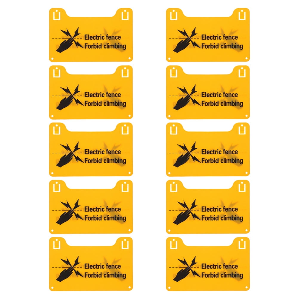 ADDHAT 10 Pcs Yellow Electric Fence Warning Signs PVC Outdoor Safety ...