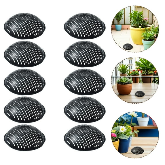 ADDHAT 10Pcs Planter Mesh Pad Black Plastic Flower Pot Bottom Hole Pad ...