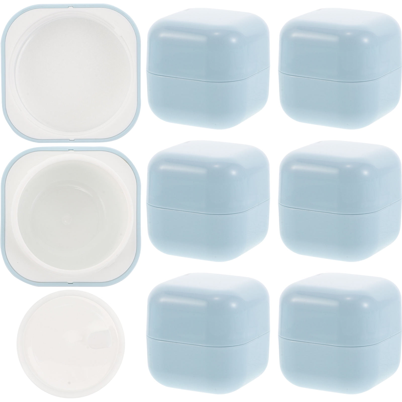 ADDHAT 10Pcs Sky Blue Plastic Face Cream Jars Double Walled Airtight ...
