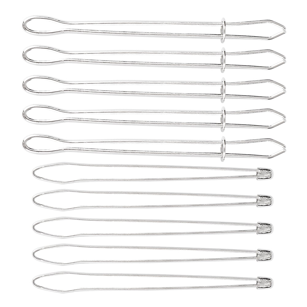 ADDHAT 10Pcs Stainless Steel Drawstring Threaders Silver Nickle Plated ...