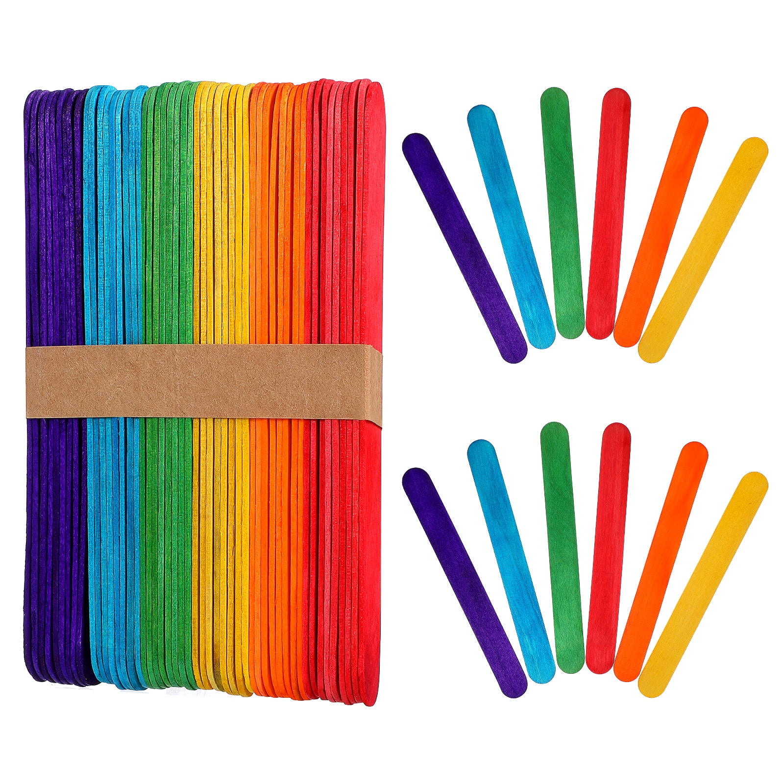 ADDHAT 150PCS Large Craft Sticks Jumbo Rainbow Popsicle Sticks Smooth ...