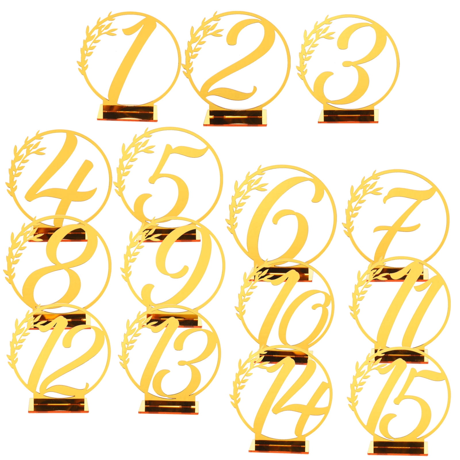 ADDHAT 15Pcs Decorative Table Numbers Golden Acrylic Leaf Edge Seating ...