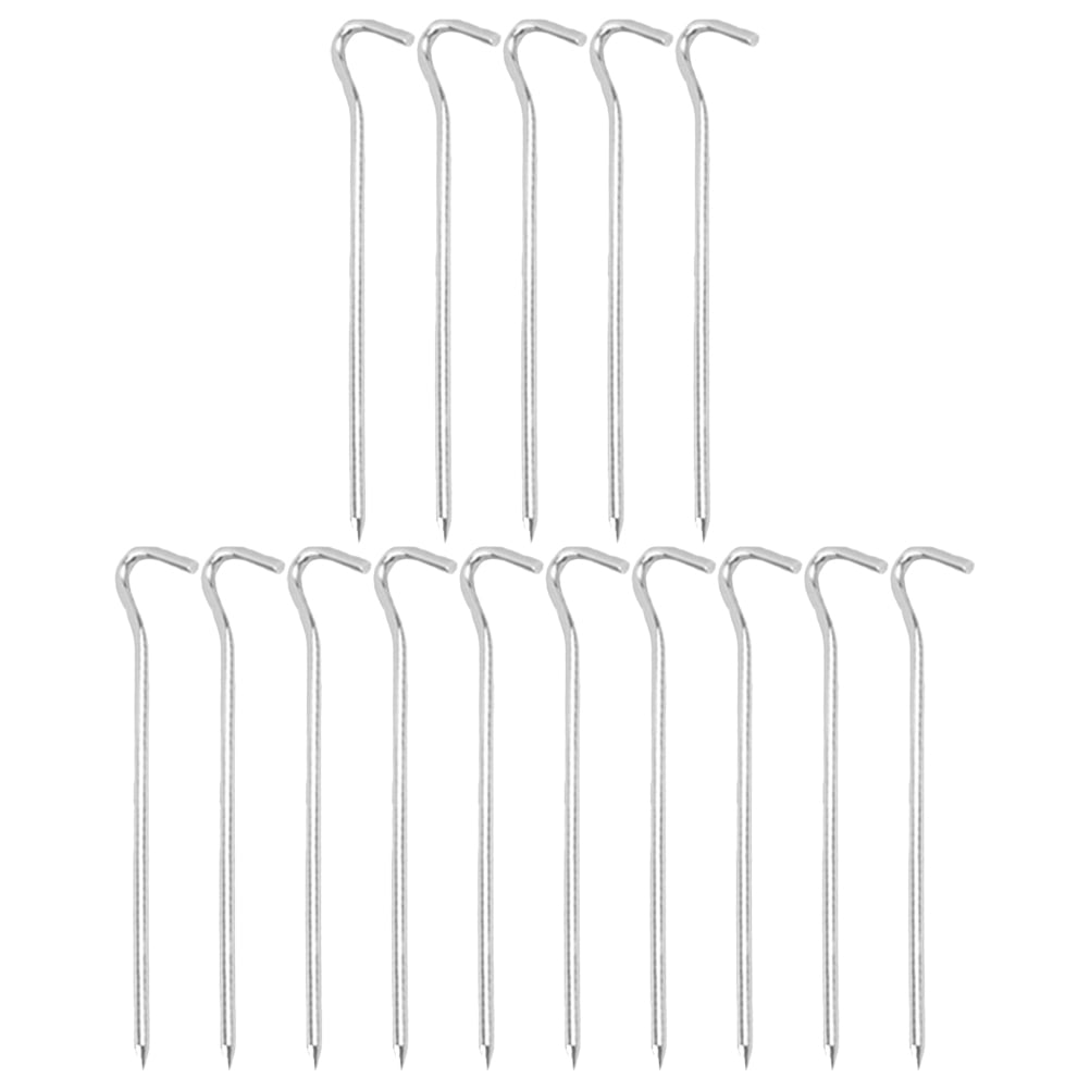 ADDHAT Question Mark Shape Tent Pegs Silver 15Pcs for Tents and Gazebos ...