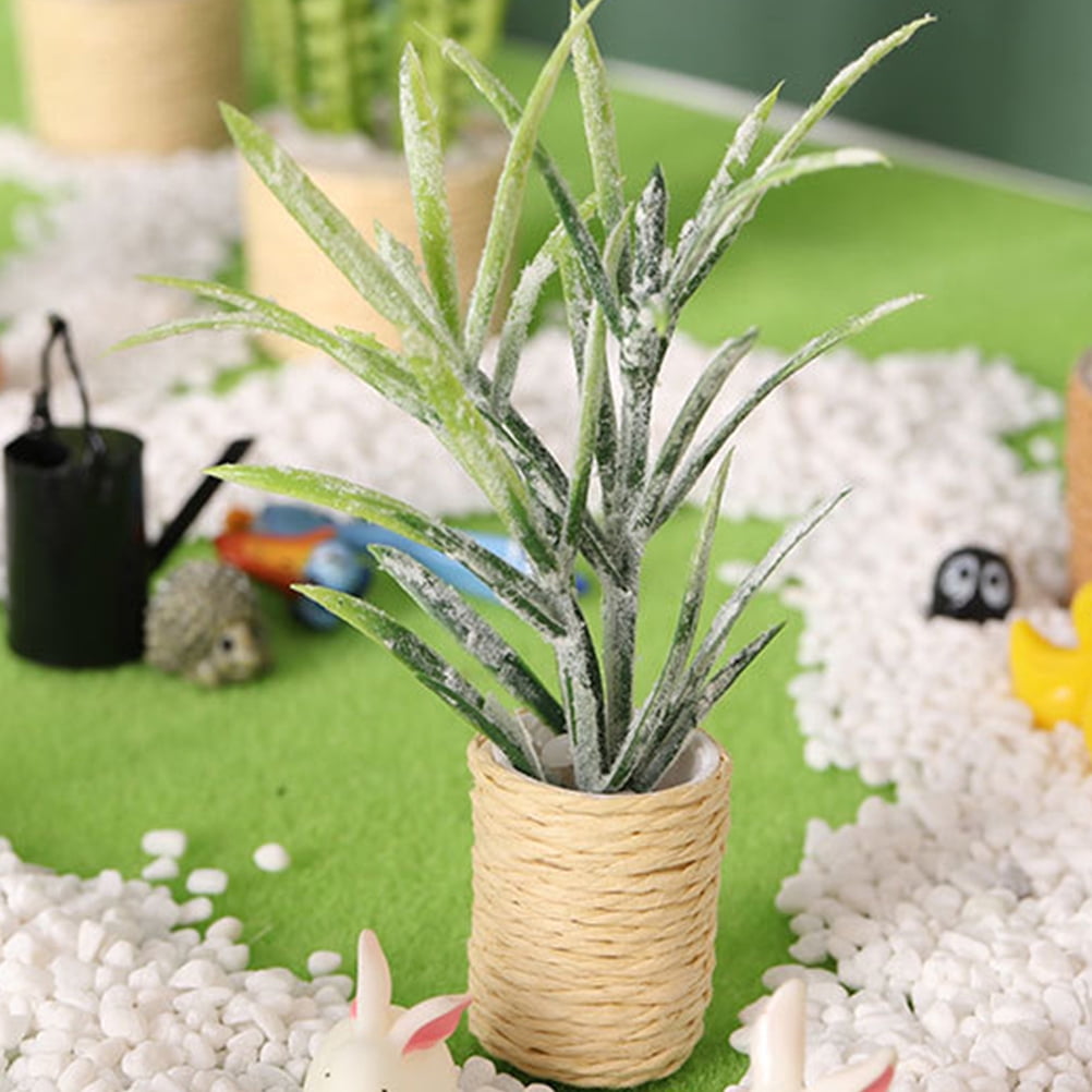 ADDHAT 1Pack Mini Home Ornament Miniature Potted Flower Model Resin ...