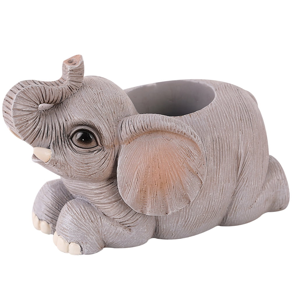 ADDHAT 1Pack Small Elephant Holder in Grey Resin for Office Shelf Decor ...