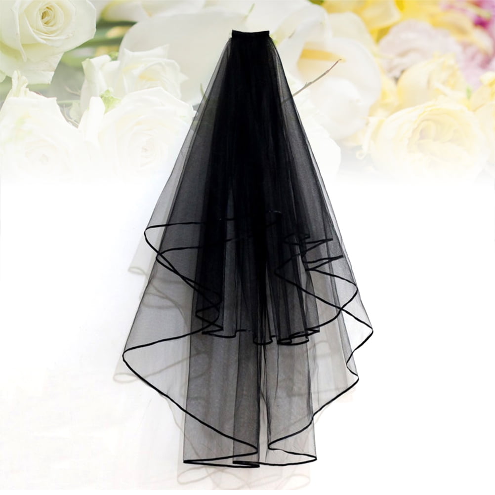 ADDHAT 1Pack Wedding Veils Retro Design for Women Black Veil with Comb ...