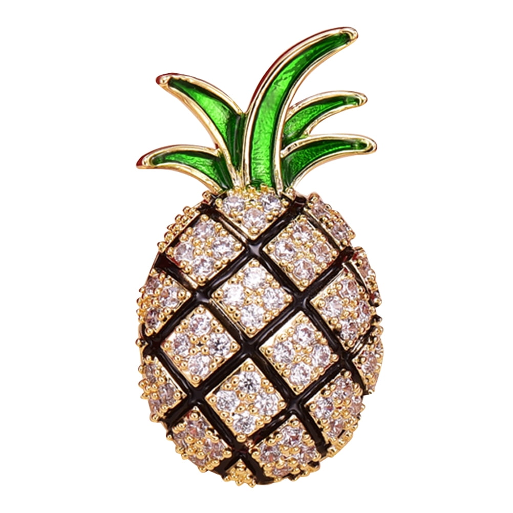 ADDHAT Inlaid Pineapple Brooch Golden Alloy Badge for Formal Wear ...