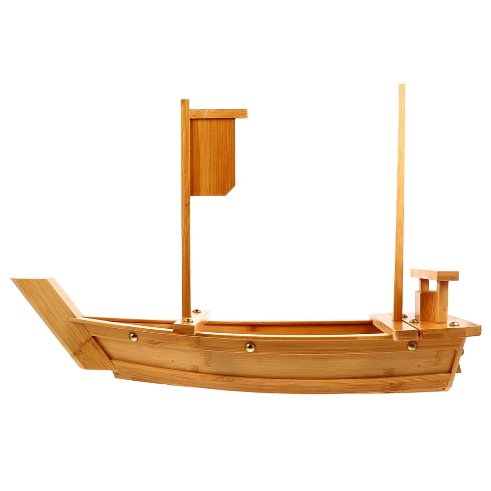 ADDHAT 1Pc Chocolate Bamboo Sushi Boat Shaped Plate For Food Serving ...