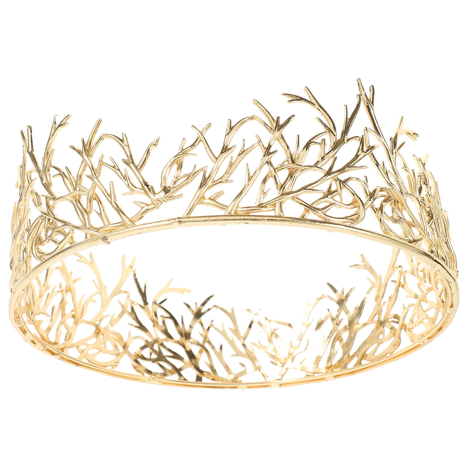 ADDHAT 1Pcs Circular Golden Metal Crown For Bride And Bridal Headpiece ...