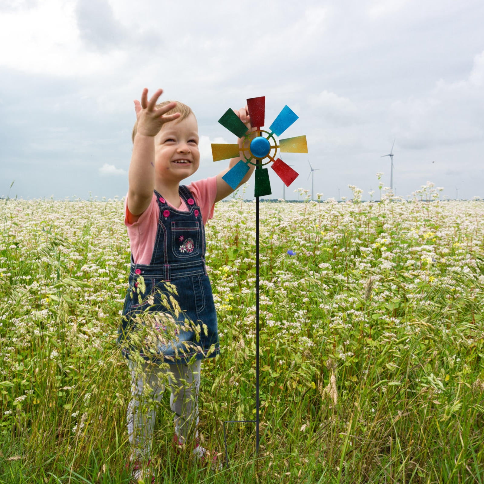 ADDHAT Addhat 1Pack Multi Colored Iron Garden Windmill Stake for ...