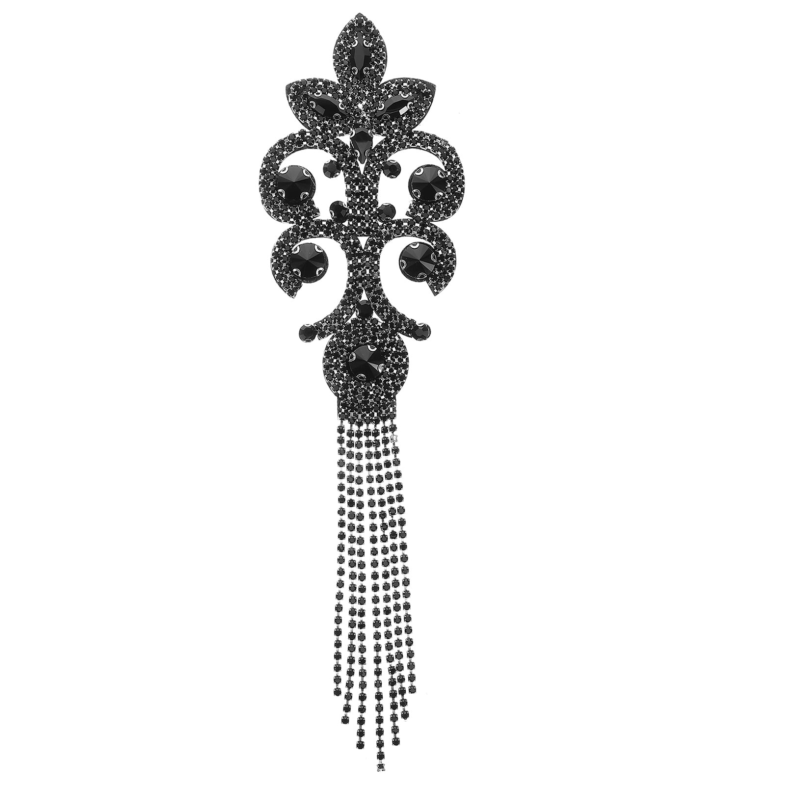 ADDHAT Black Rhinestone Fringe Epaulets Vintage Style Shoulder ...